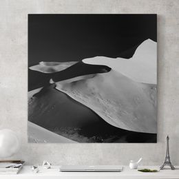 Bilderwelten Leinwandbild Natur Abstrakt Kunstdruck schwarz weiss - W&uuml;ste - Abstrakte D&uuml;nen - W&uuml;ste XXL Wohnzimmer Schlafzimmer