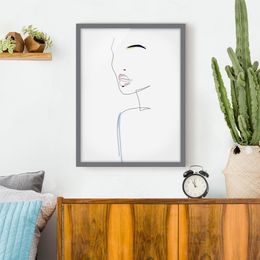 Bild mit Rahmen Line Art - Lips and Eyebrows