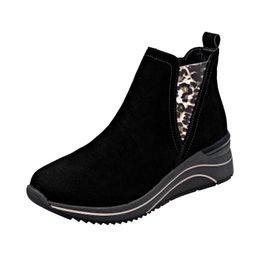 Remonte Keilsneaker Boots, Chelseaboots, Stiefelette mit Softfußbett schwarz-leo 38 38 Knöchelhoher Keilsneaker mit Stretcheinsatz und Reißverschluss