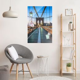 Bilderwelten Glasbild Morgenblick von der Brooklyn Bridge