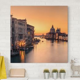 Bilderwelten Leinwandbild Stadt Motiv Kunstdruck orange - Goldenes Venedig - Architektur XXL Wohnzimmer Schlafzimmer