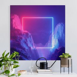Bilderwelten Leinwandbild Quadratisches Neonlicht