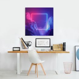 Bilderwelten Leinwandbild Quadratisches Neonlicht