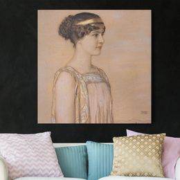 Bilderwelten Leinwandbild originell modern Kunstdruck beige - Franz von Stuck - Portrait von Mary - Wandbild XXL Wohnzimmer Schlafzimmer