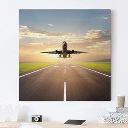 Bilderwelten Leinwandbild Fahrzeuge modern Kunstdruck Leinwanddruck - Startendes Flugzeug - Fahrzeuge XXL Wohnzimmer Schlafzimmer