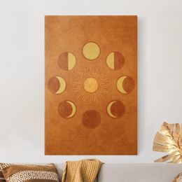 Bilderwelten Leinwandbild Boho Mondphasen mit Sonne