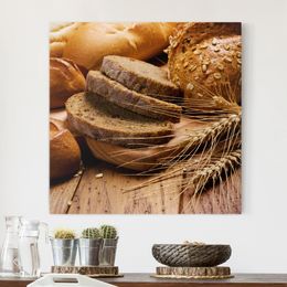 Bilderwelten Leinwandbild - Quadrat Brotzeit