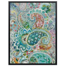 Bilderwelten Leinwandbild Paisley mit Blumen