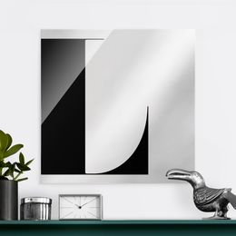 Bilderwelten Glasbild Buchstaben & Zahlen modern schwarz weiss Glas Wandbild - Antiqua Letter L - Deko Jugendzimmer
