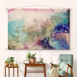 Bilderwelten Wandteppich originell bunt Abstrakt Aquarell - Abstraktes Farbenspiel in R⁮osa und Lila - Wandbild Wohnzimmer Schlafzimmer
