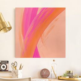 Bilderwelten Leinwandbild originell Abstrakt Kunstdruck pink - Rosa-Orange Energie - Wandbild XXL Wohnzimmer Schlafzimmer