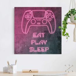 Bilderwelten Leinwandbild Spr&uuml;che modern Kunstdruck pink - Neon Kontroller mit Spruch - Spr&uuml;che XXL Wohnzimmer Schlafzimmer