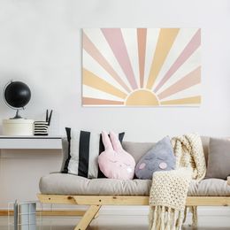 Leinwandbild Boho Sonne Pastell Beige