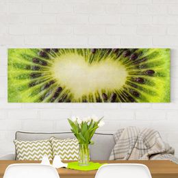 Bilderwelten Leinwandbild - Panorama Kiwi Heart