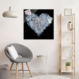 Bilderwelten Glasbild Liebe Motiv einzigartig Glas Wandbild - Diamant Herz - Deko Wohnzimmer Schlafzimmer