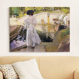 Bilderwelten Leinwandbild - Querformat Joaquin Sorolla - Maria sieht den Fischen zu