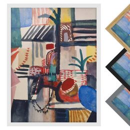 Bilderwelten Bild mit Rahmen August Macke - Mann mit Esel - gerahmte Wandbilder Print Abstrakt Kunstdruck Wohnzimmer Schlafzimmer Bad Badezimmer K&uuml;che Flur