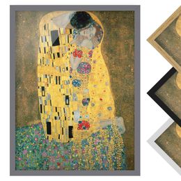 Bilderwelten Bild mit Rahmen - Hochformat Gustav Klimt - Der Ku&szlig;