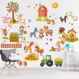 Bilderwelten Wandtattoo Tiere Illustration selbstklebend Wandaufkleber - Gro&szlig;es Bauernhof-Set - Bauernhof Kinderzimmer Baby M&auml;dchen Jungen