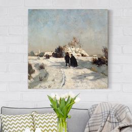 Bilderwelten Leinwandbild Natur modern Kunstdruck Leinwanddruck - Otto Modersohn - Neujahrstag - Landschaft XXL Wohnzimmer Schlafzimmer