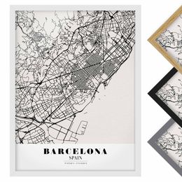 Stadtplan Bild mit Rahmen Stadtplan Barcelona - Klassik