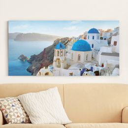 Bilderwelten Leinwandbild - Querformat Santorini