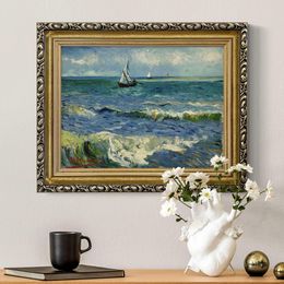 Bilderwelten Bild mit Barockrahmen Antik originell modern Barock blau - Vincent van Gogh - Seelandschaft - edle Optik Wohnzimmer Schlafzimmer