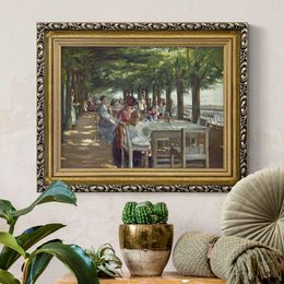 Bilderwelten Bild mit Barockrahmen Antik originell Abstrakt Barock gr&uuml;n - Max Liebermann - Terrasse des Restaurants Jacob - edle Optik Wohnzimmer Schlafzimmer