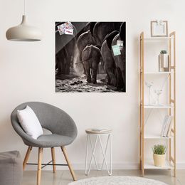Bilderwelten Glasbild Tiere Motiv grau Glas Wandbild - Nach Hause gehen - Deko Wohnzimmer Schlafzimmer