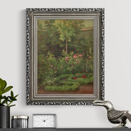 Bilderwelten Leinwandbild mit Barockrahmen Camille Pissarro - Ein Rosengarten