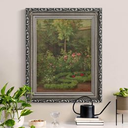 Gerahmtes Leinwandbild Camille Pissarro - Ein Rosengarten