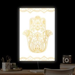 Bilderwelten LED-Wechselbild Hamsa Hand Illustration wei&szlig; gold