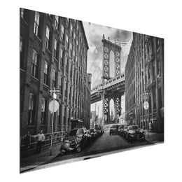 Alu-Dibond Schwarz-Wei&szlig; Manhattan Bridge in America