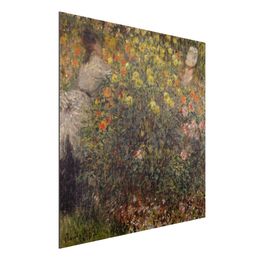 Bilderwelten Alu Dibond Outdoor Bild Blumen gr&uuml;n modern wetterfest - Claude Monet - Blumengarten - Deko Wohnzimmer Schlafzimmer