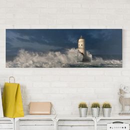 Bilderwelten Leinwandbild - Panorama Leuchtturm auf Sardinien