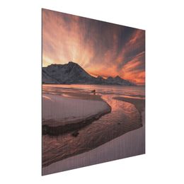 Bilderwelten Alu-Dibond Outdoor Bild Goldener Sonnenuntergang