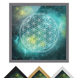 Bilderwelten Bild mit Rahmen - Quadrat Blume des Lebens im Licht der Sterne