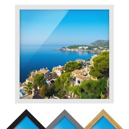 Bilderwelten Bild mit Rahmen - Quadrat Cala Fornells in Mallorca