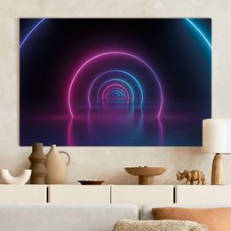 Bilderwelten Akustikbild rot Neon Art 3D-Effekt - Dreidimensionale Neonbögen - Wandbild Jugendzimmer