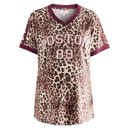 next Umstand T-Shirt Damen Größe XS hellbeige / dunkelbraun / dunkelrot