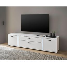 Lowboard Inosign "LONG ISLAND", weiß, B:200cm H:45cm T:42cm, Holzwerkstoff, Sideboards, in moderner Trendfarbe,inklusive senkrechter Beleuchtung,Breite 200 cm