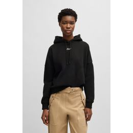 Hoodie BOSS Orange "Ehoody Premium Damenmode", Damen, Gr. L (40), schwarz (schwarz 001), Sweatware, Obermaterial: 100% Baumwolle, unifarben, normal, angesetztes B&uuml;ndchen, Sweatshirts Hoodie, mit gesticktem Logo