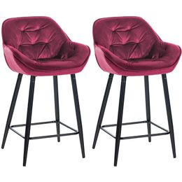 CLP 2er Set Barhocker Gibson Samt I Sitzh&ouml;he 76 cm I Tresenst&uuml;hle Mit Fu&szlig;st&uuml;tze