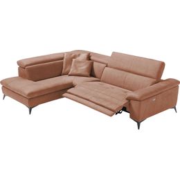 Ecksofa Egoitaliano "Martine, Multifunktionssofa mit Komfortfunktionen, edel und bequem", rot (marsala), B:272cm H:96cm T:203cm, Luxus-Micofaser Lederoptik (100% Polyester) ist ein neues technisches Gewebe mit einem visuellen und taktilen Aspekt, der dem Nubuk sehr nahe kommt, mit innovativen Eigenschaften. Seine au&szlig;erordentliche Weichheit kommt von einem exklusiven Produktionsprozess, der Unreinh