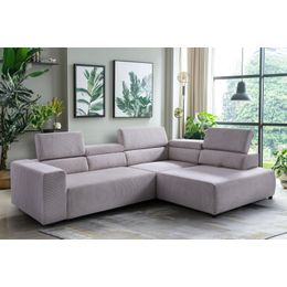 Ecksofa exxpo - SOFA FASHION "VITTORIO mit Komfortfunktionen, bequem und modern, Cord, L-Form", braun, B:308cm H:73cm T:203cm, Sofas, Ecksofa, inkl. Kopfteil- und Sitztiefenverstellung, wahlweise mit Bettfunktion