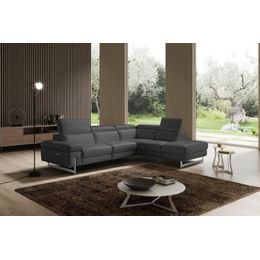 Ecksofa Egoitaliano "Candice, elegant, edel und bequem, erstklassiger Sitzkomfort, L-Form", schwarz (nachtschwarz), B:278cm H:100cm T:221cm, Leder &raquo;BULL&laquo; (echtes Rindsleder). Geschliffenes, pigmentiertes und behandeltes Rindsleder mit einer Dicke von 1, 3-1, 5 mm. Dieses Leder zeigt eine ziemlich weiche Hand mit einem halb undurchsichtigen Aussehen. Es handelt sich um ein gesch&uuml;tztes Leder. Eine l