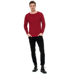 Rusty Neal Figurbetonter Feinstrick Pullover Herren Gr&ouml;&szlig;e M rot