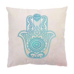 Bilderwelten Dekokissen blau Spirituell Orientalisch - Hamsa Hand Mandala - Ornamente Sofakissen Bezug & F&uuml;llung in 40x40 50x50 60x60