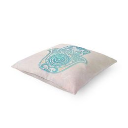 Bilderwelten Dekokissen Kissenbezug blau Spirituell Orientalisch - Hamsa Hand Mandala - Ornamente Sofakissen Bezug & F&uuml;llung in 40x40 50x50 60x60