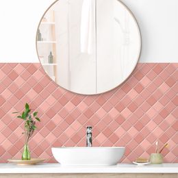 Wasserfeste Wandverkleidung Bad - Mosaik Fliesen - Altrosa - Wandpaneel statt Fliesen Unifarben Fliesenoptik rosa